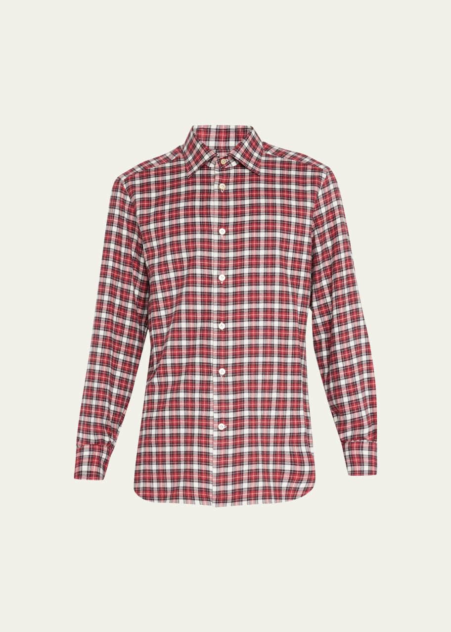 Kiton Men's Plaid-Print Flannel Sport Shirt - Bergdorf Goodman