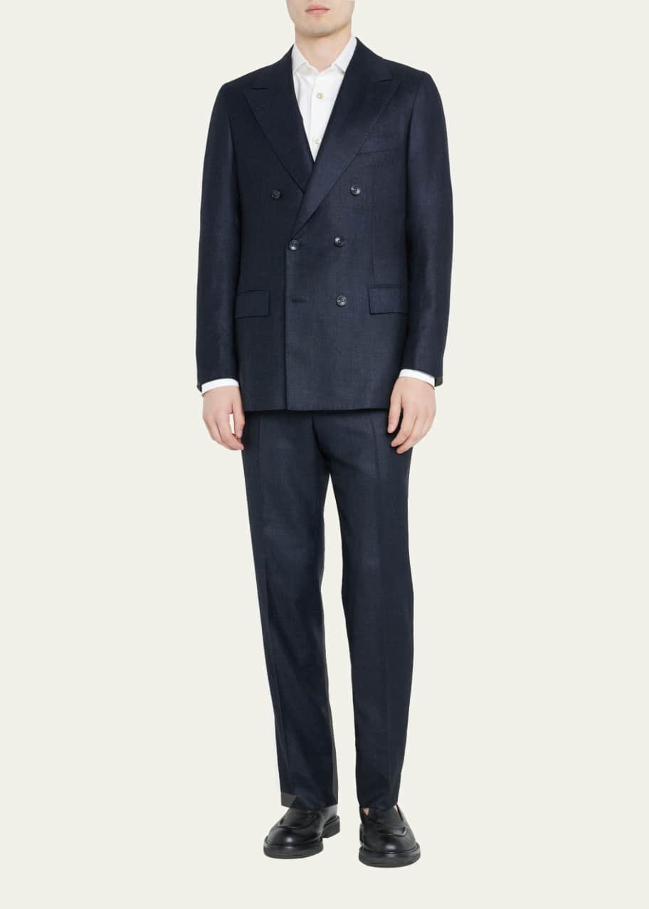 Kiton Men's Double-Breasted Cashmere-Blend Suit - Bergdorf Goodman