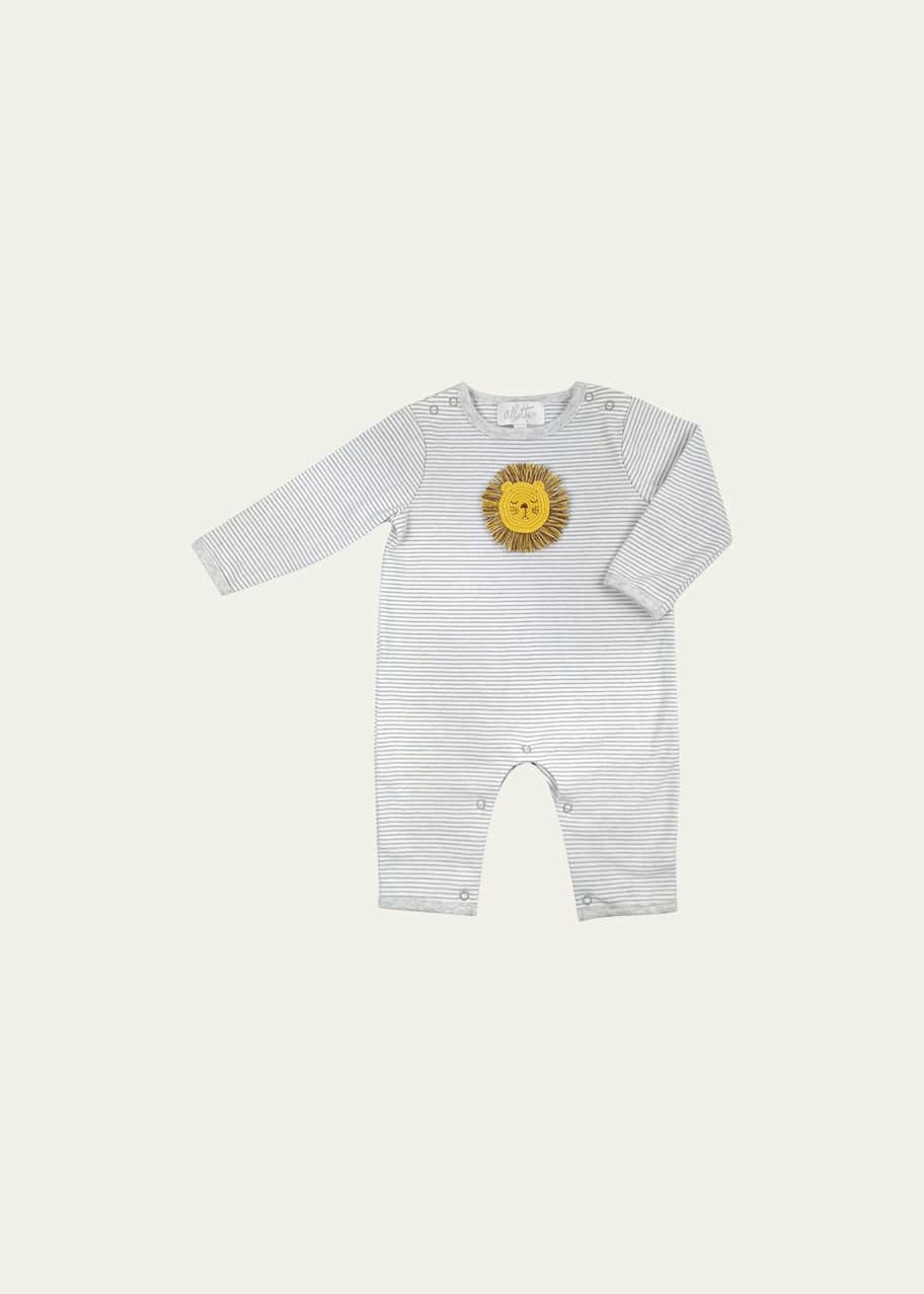 Albetta Kid's Lion Applique Striped Coverall, Size Newborn-12M ...