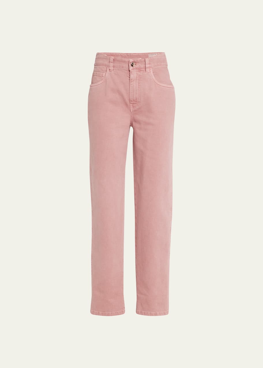 Brunello Cucinelli Monili-Trim Relaxed Straight-Leg Garment Dye Jeans ...