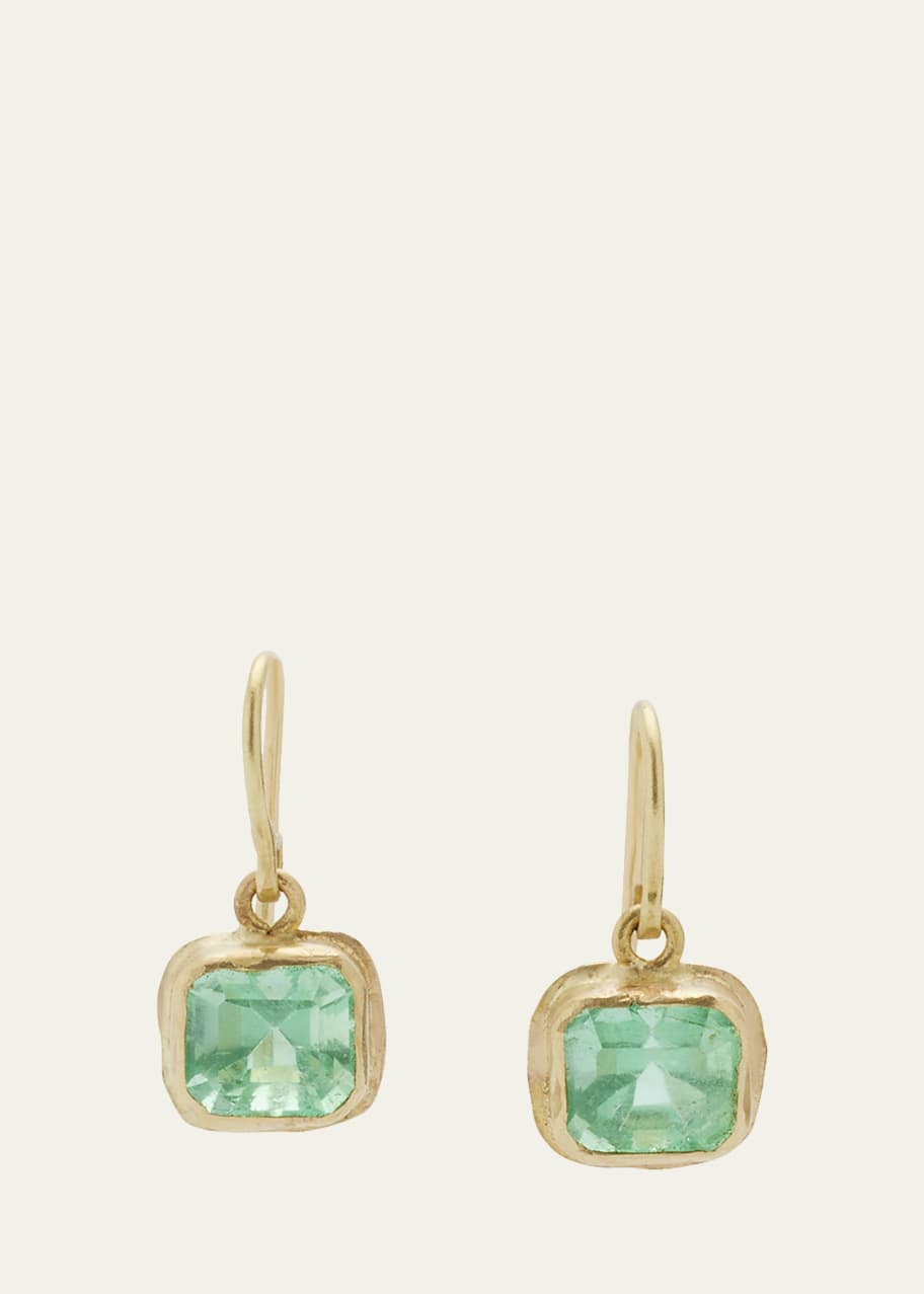 square emerald drop earrings