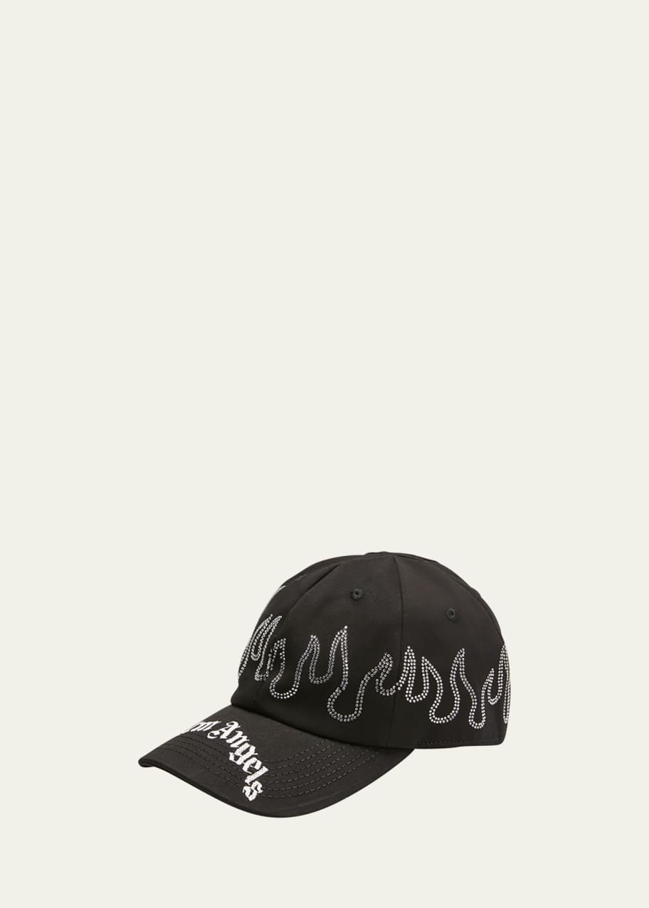 Palm Angels Men's Rhinetone Flames Logo Baseball Cap - Bergdorf Goodman