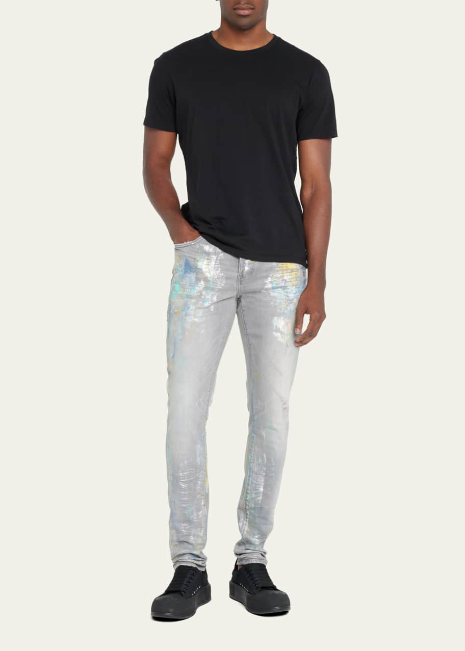 PURPLE Men's Iridescent Paint Slim-Straight Jeans - Bergdorf Goodman