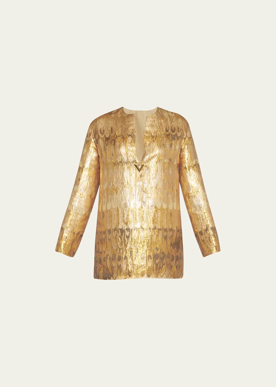 Valentino Garavani Broccato Golden Wings Tunic Dress - Bergdorf Goodman