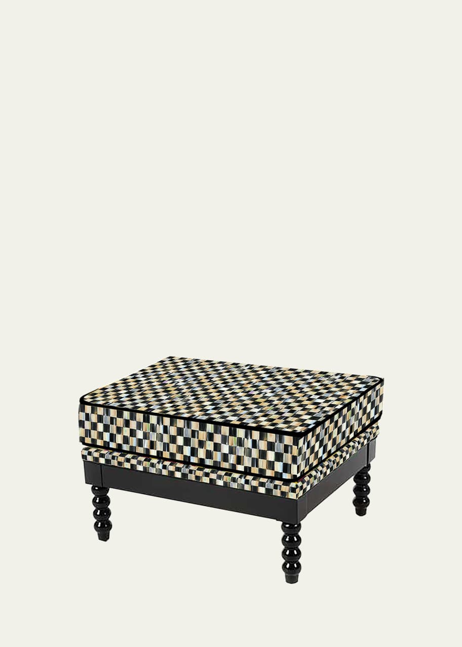 MacKenzie-Childs Spindle Check Outdoor Ottoman - Bergdorf Goodman