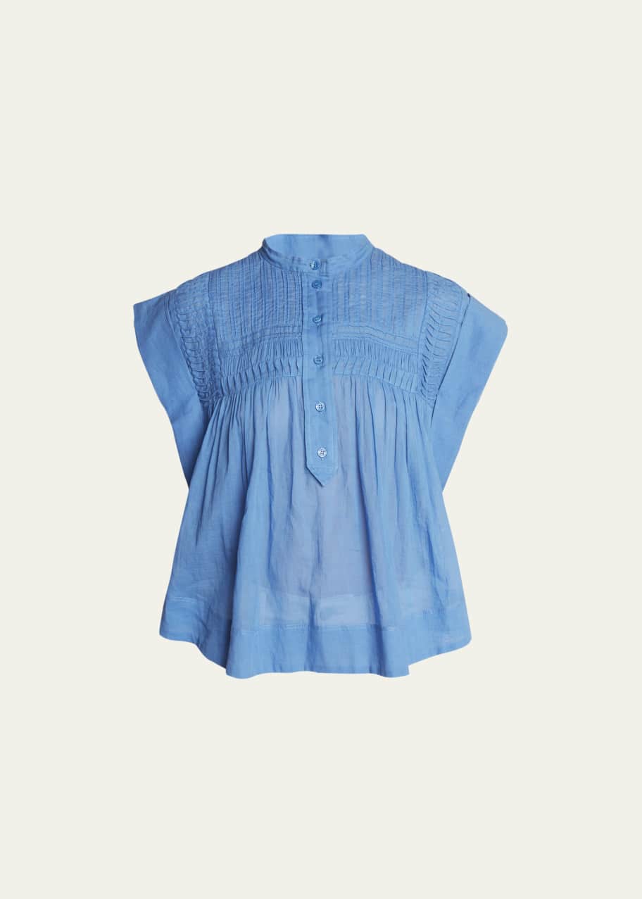 Etoile Isabel Marant Leaza Pleated High-Neck Blouse - Bergdorf Goodman