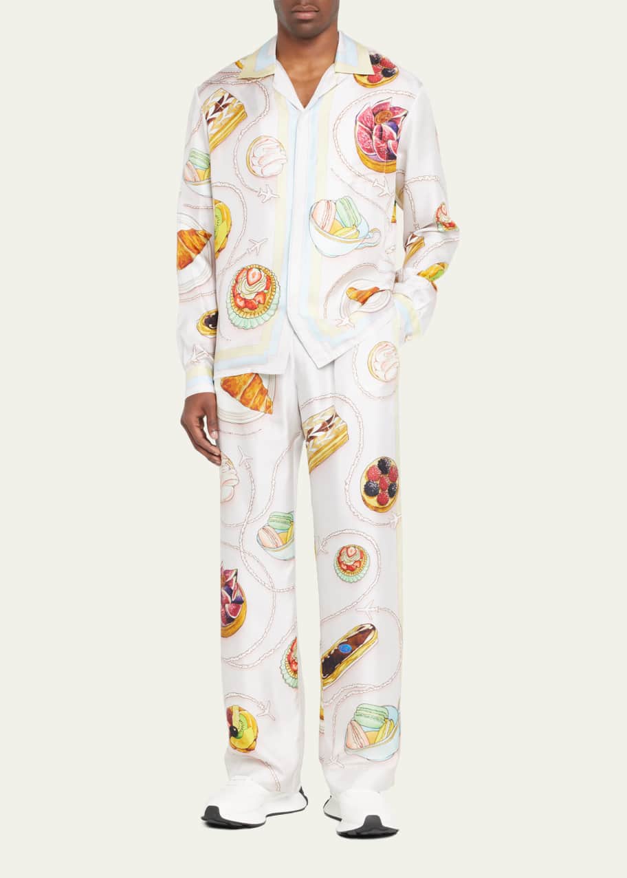 CASABLANCA Men's Silk Pastry-Print Pajama Pants - Bergdorf Goodman