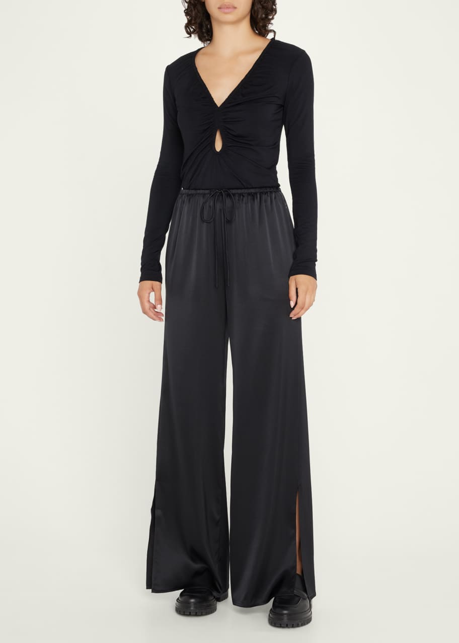 FRAME Silk Wide-Leg Drawstring Pants - Bergdorf Goodman