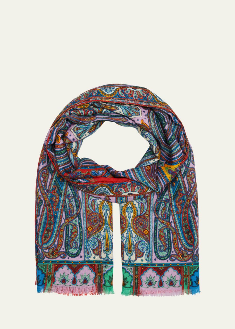 Etro Paisley Wool-Silk Scarf - Bergdorf Goodman