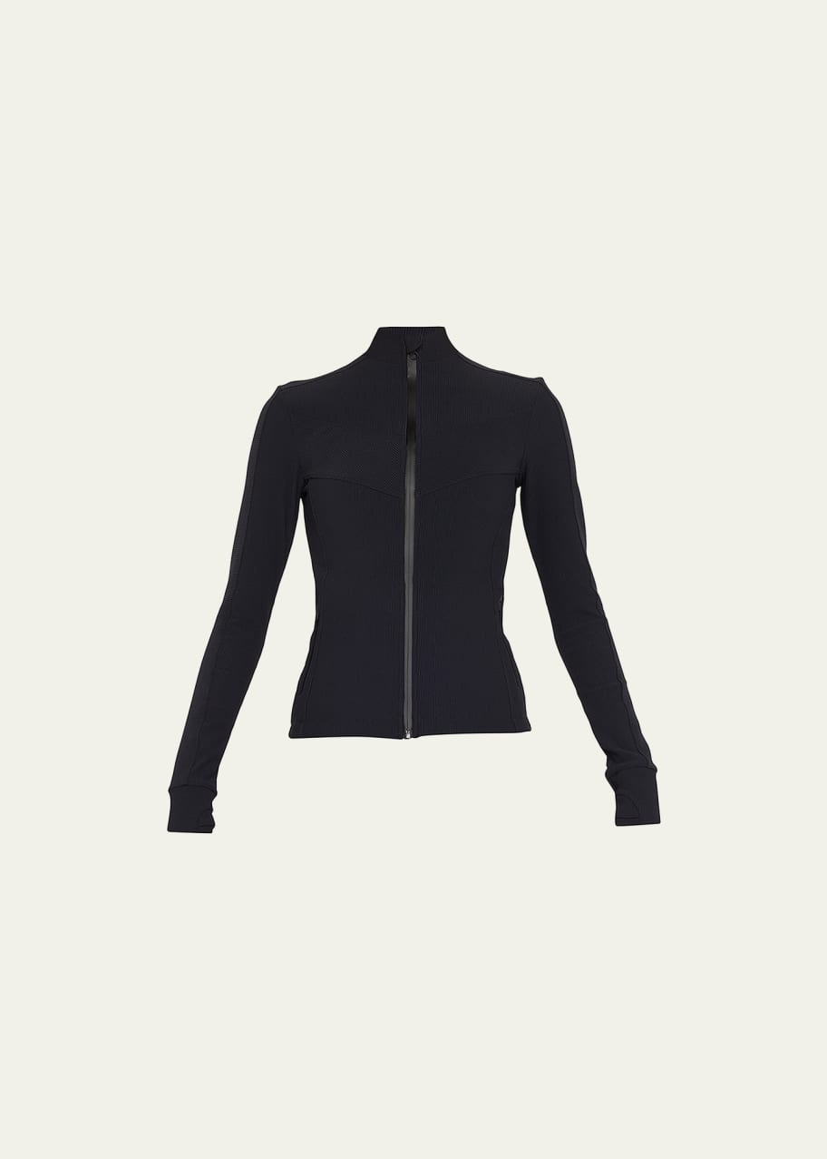 Blanc Noir Directional Rib Fitted Jacket - Bergdorf Goodman Blanc Noir Directional Rib Fitted Jacket - Bergdorf Goodman
