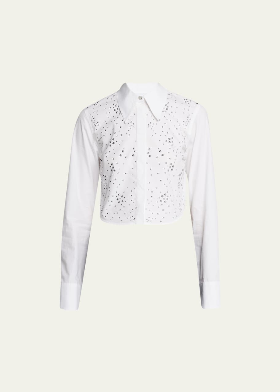 Rabanne Cotton Button-Front Shirt with Grommet Details - Bergdorf Goodman