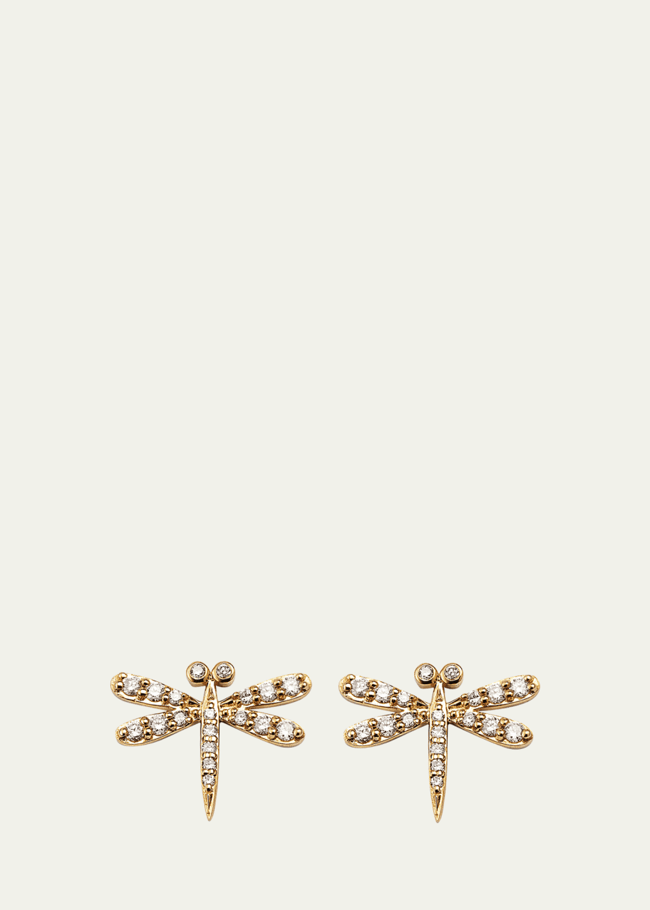 Sydney Evan 14K Diamond Dragonfly Stud Earring, Single - Bergdorf Goodman