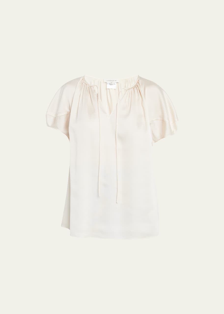 Lafayette 148 New York Pleated Puff-Sleeve Blouse - Bergdorf Goodman