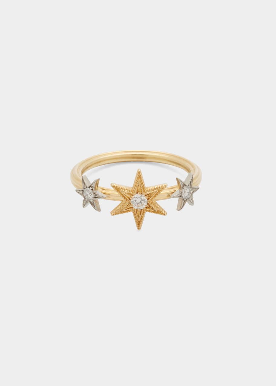 Anthony Lent Three Star Ring with Diamonds in 18k Gold and Platinum - Bergdorf Goodman