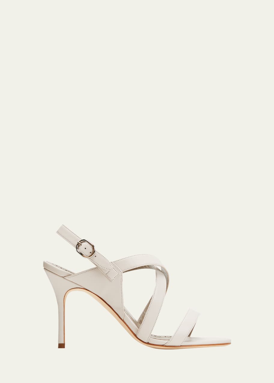 Manolo Blahnik Singanu Leather Crisscross Sandals - Bergdorf Goodman