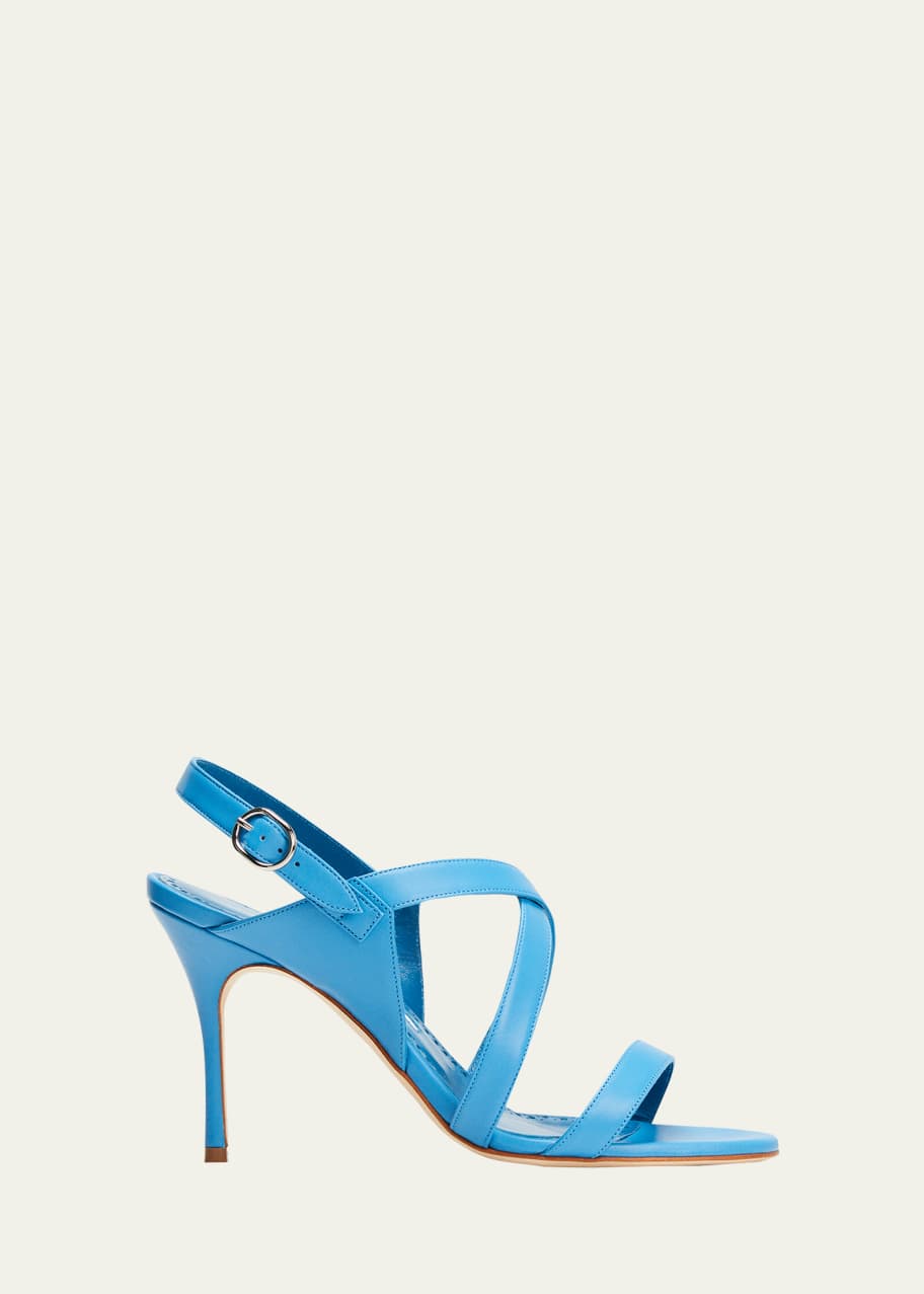 Manolo Blahnik Singanu Leather Crisscross Sandals - Bergdorf Goodman