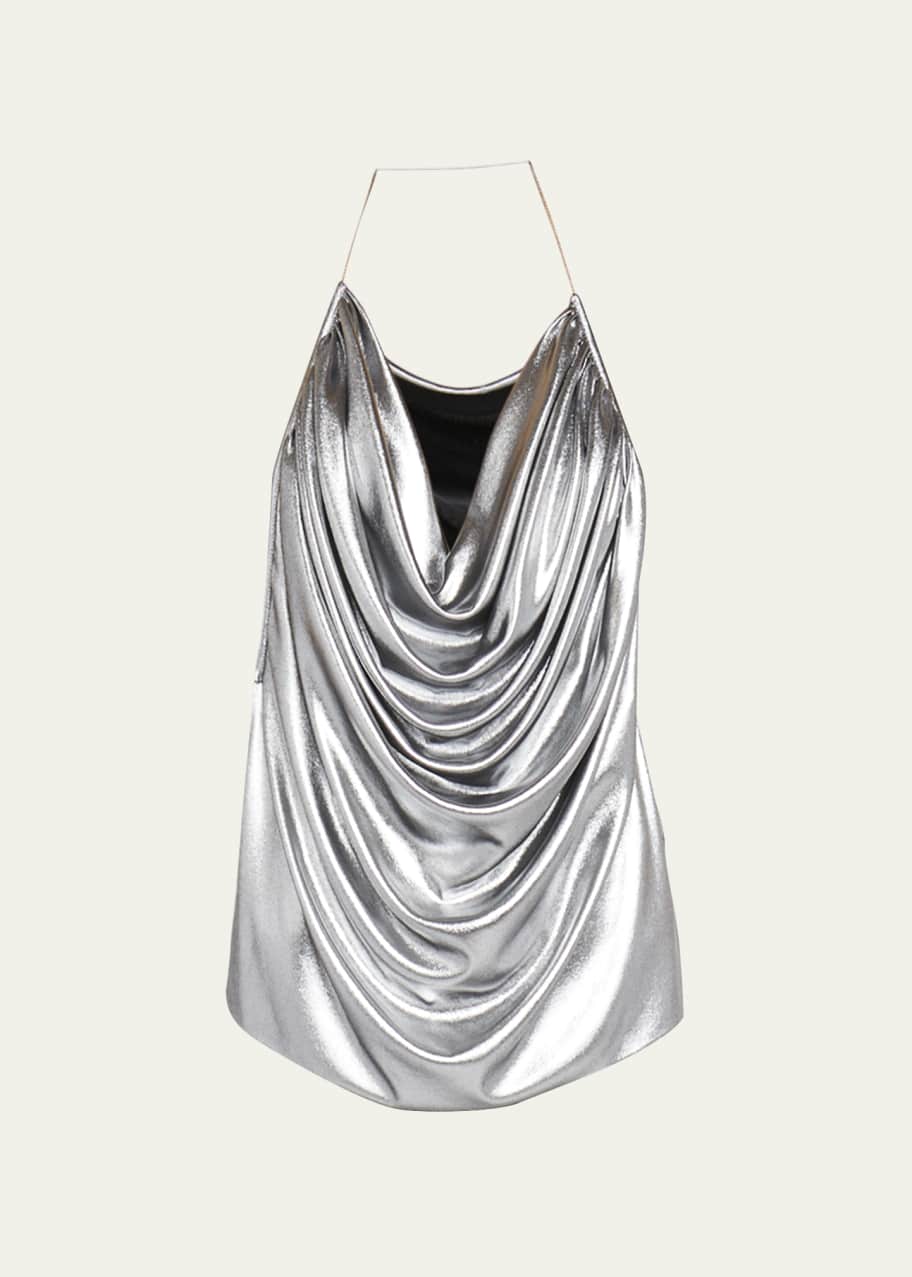 Loewe Metallic Draped Open-Back Top - Bergdorf Goodman