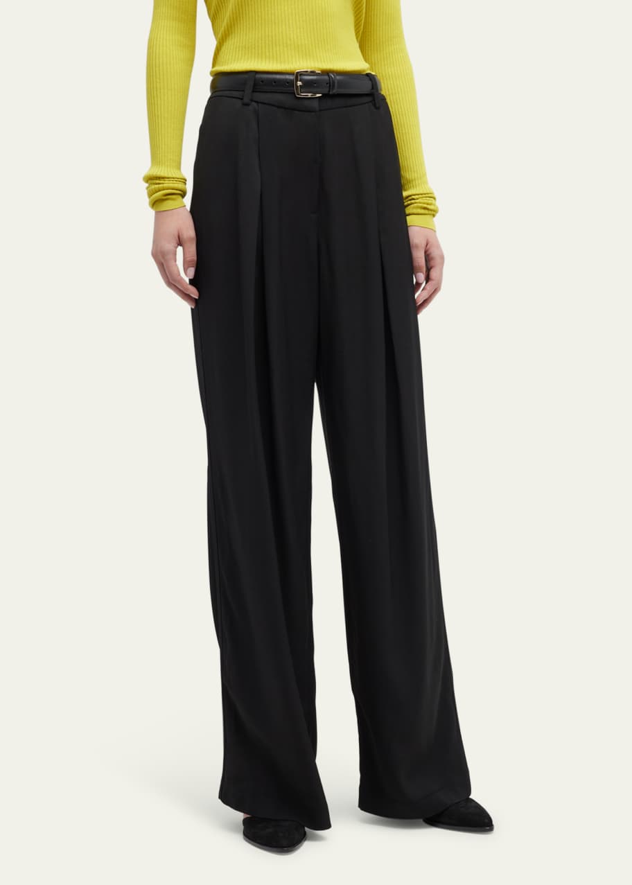 Co Pleated Wide-Leg Wool Crepe Trousers - Bergdorf Goodman