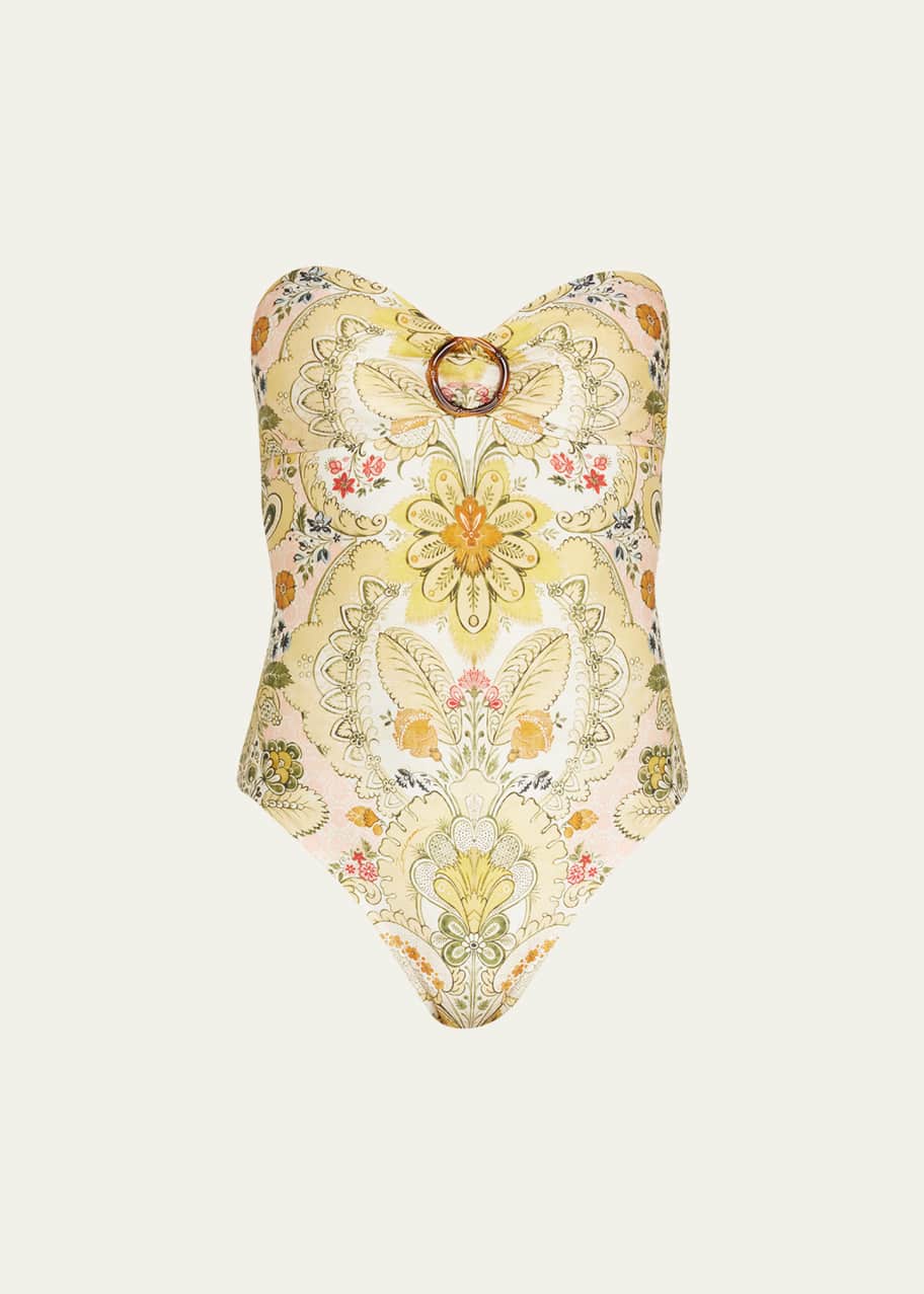 Zimmermann Laurel Bamboo Ring Bandeau One-Piece Swimsuit - Bergdorf Goodman