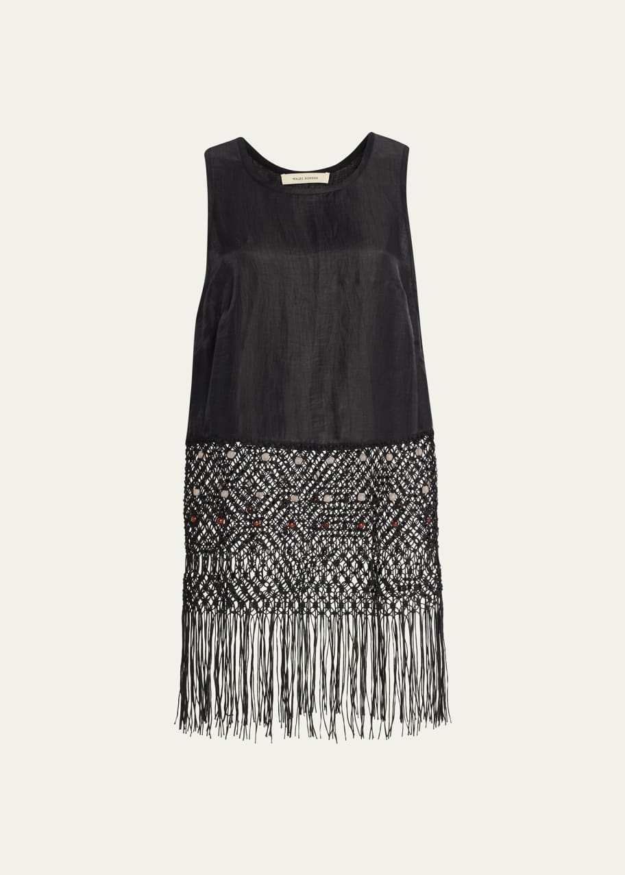 Wales Bonner Vision Macrame Tank Top, Black - Bergdorf Goodman