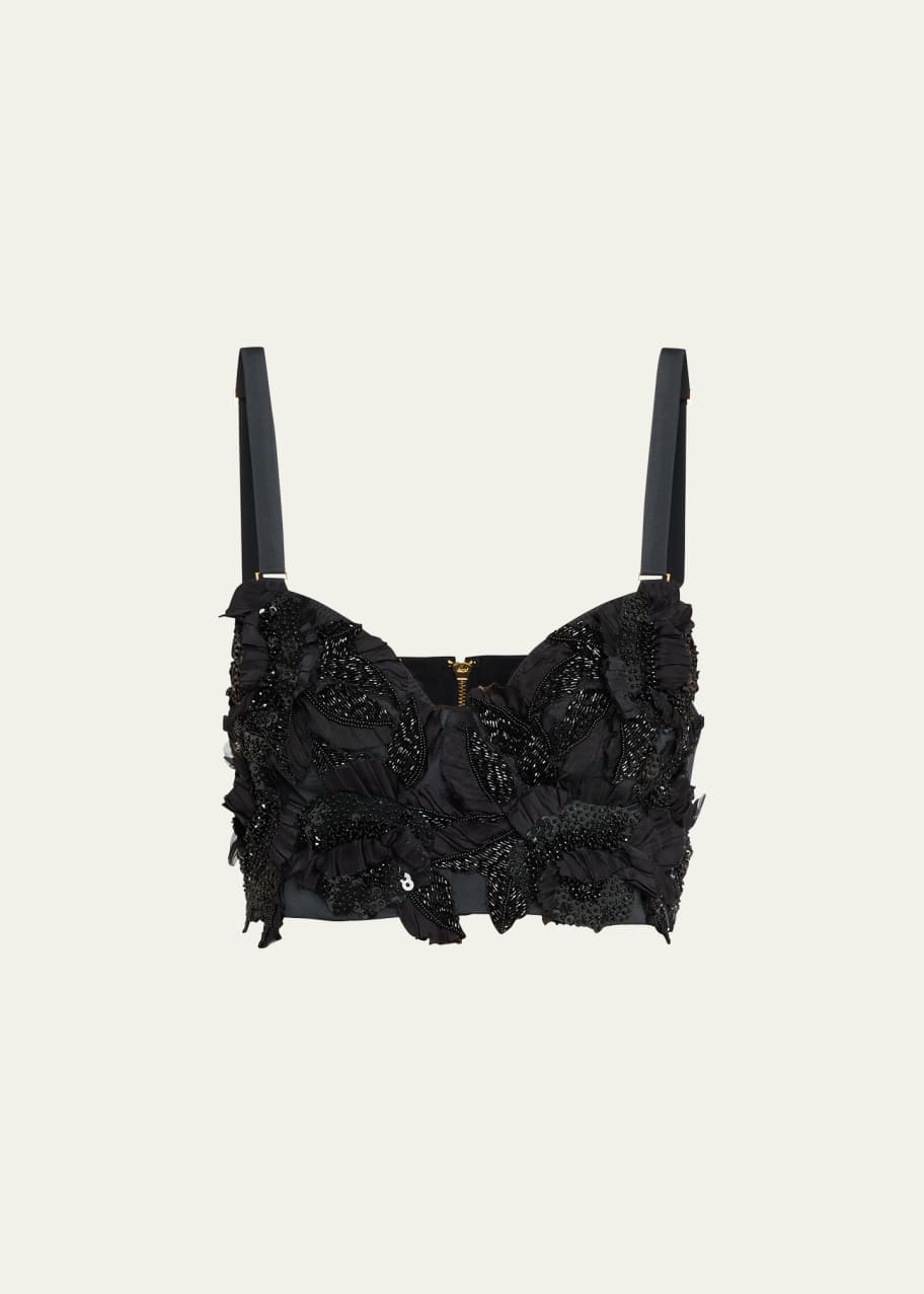 Erdem Beaded Ruffle Bra Top - Bergdorf Goodman