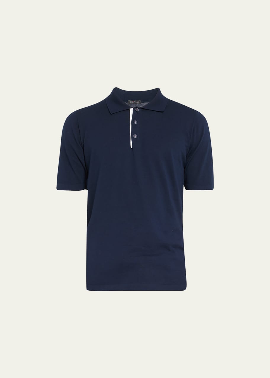 Kiton Men's Contrast Placket Polo Shirt - Bergdorf Goodman