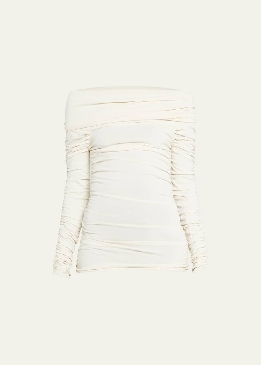 Khaite Zuri Off-Shoulder Ruched Top - Bergdorf Goodman