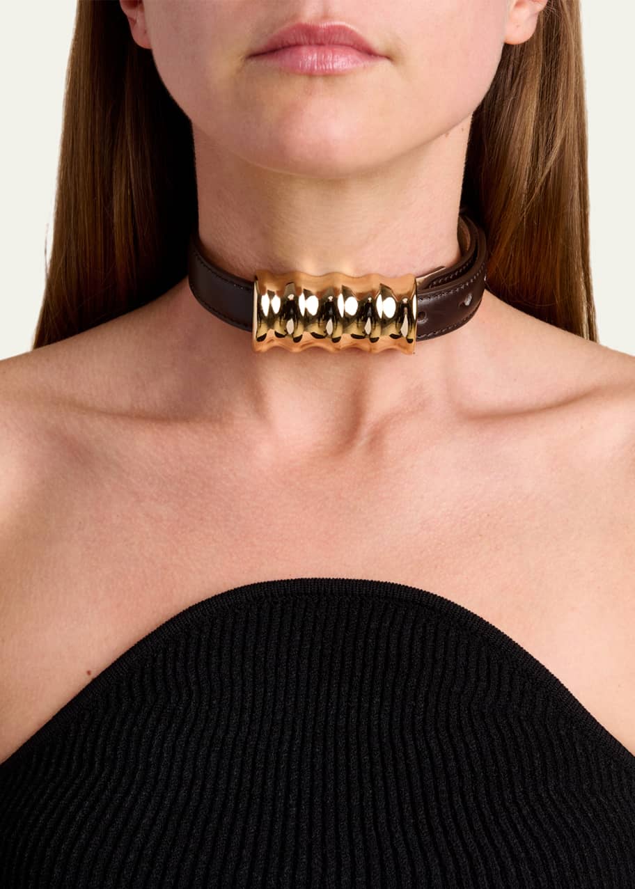 Khaite Julius Choker 20Mm Gold Buckle - Bergdorf Goodman