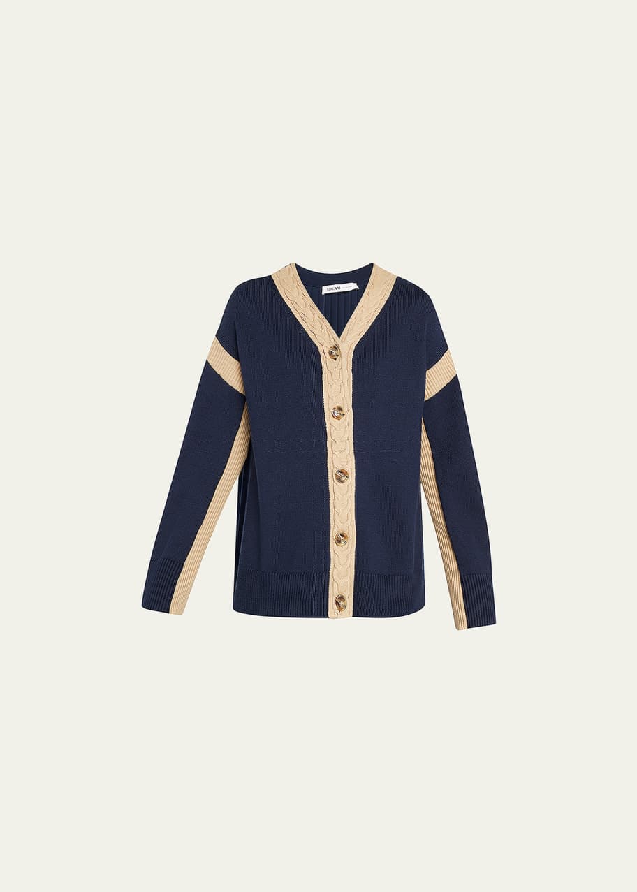 ADEAM Rothko Cable Bicolor Cardigan - Bergdorf Goodman
