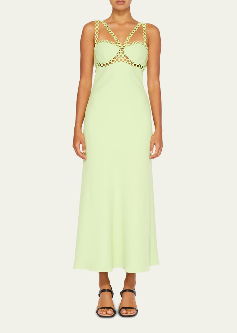 SIMKHAI Sevilla Crochet Ring Halter Midi Dress - Bergdorf Goodman