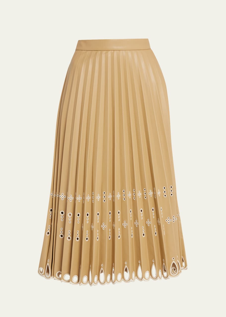 SIMKHAI Harden Laser-Cut Vegan Leather Midi Skirt - Bergdorf Goodman