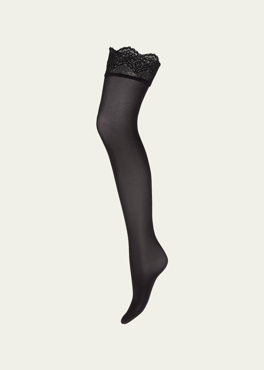 Wolford Velvet Lace-Trim Thigh Highs - Bergdorf Goodman