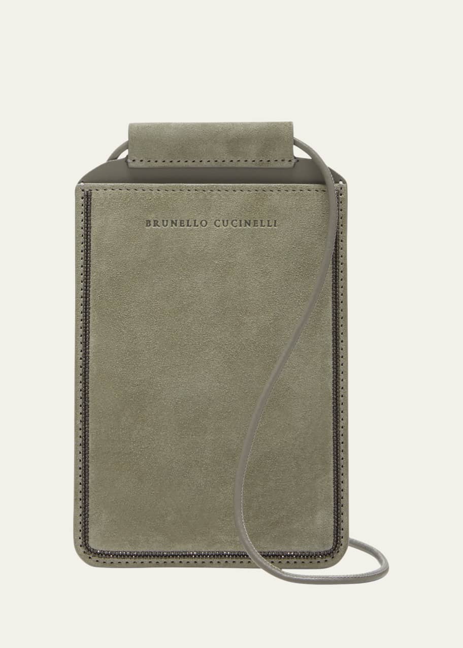 Brunello Cucinelli Monili Suede Phone Case Crossbody Bag - Bergdorf Goodman