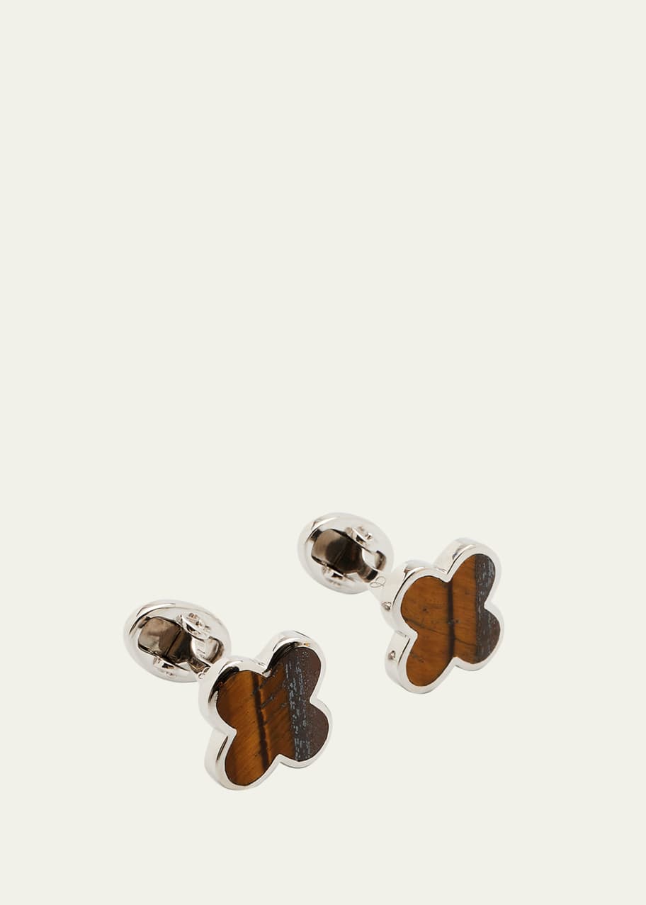Jan Leslie Men's Tiger's Eye Four Leaf Clover Cufflinks - Bergdorf Goodman