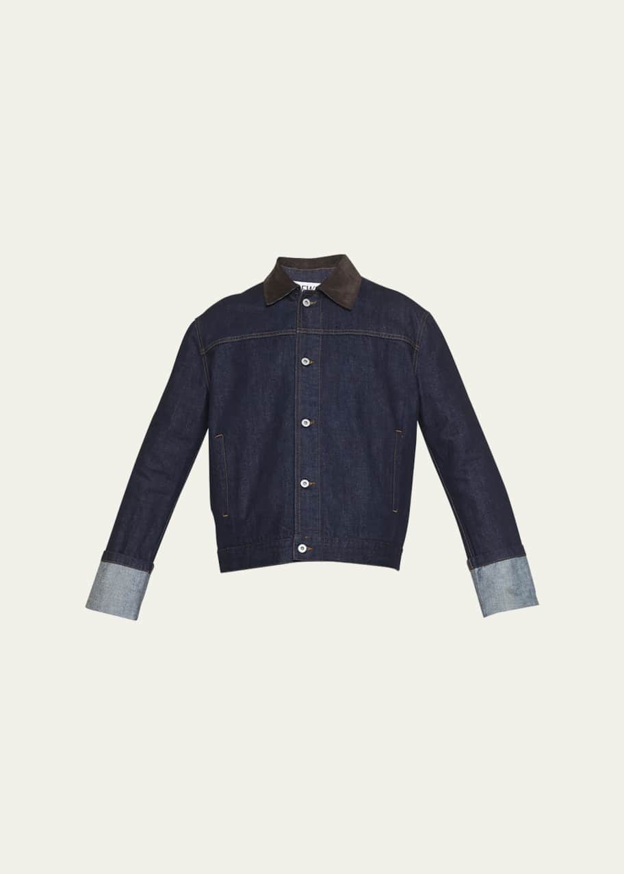 Loewe Men's Fisherman Denim Turn-Up Jacket - Bergdorf Goodman Loewe Men's Fisherman Denim Turn-Up Jacket - Bergdorf Goodman