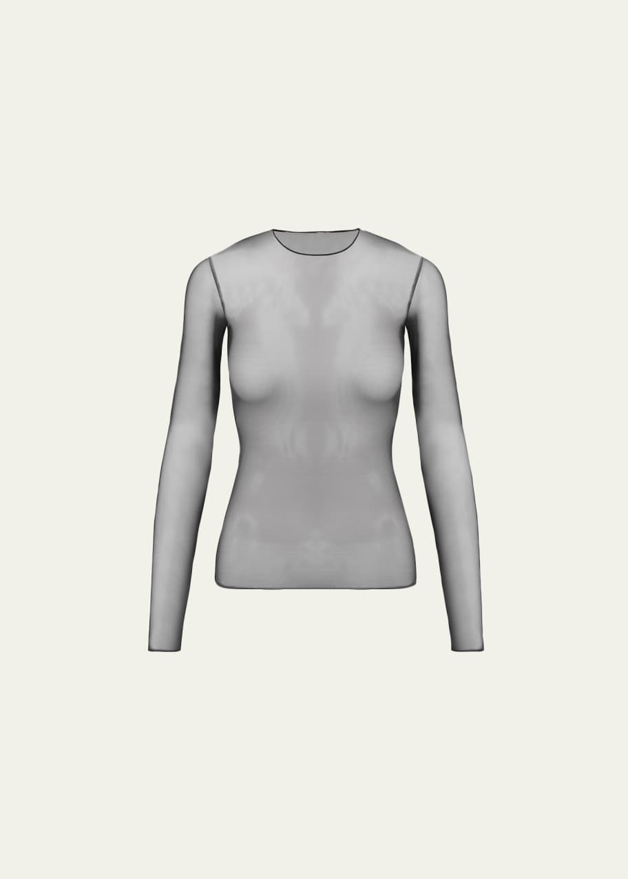 Commando Sheer Mesh Long-Sleeve Tee - Bergdorf Goodman