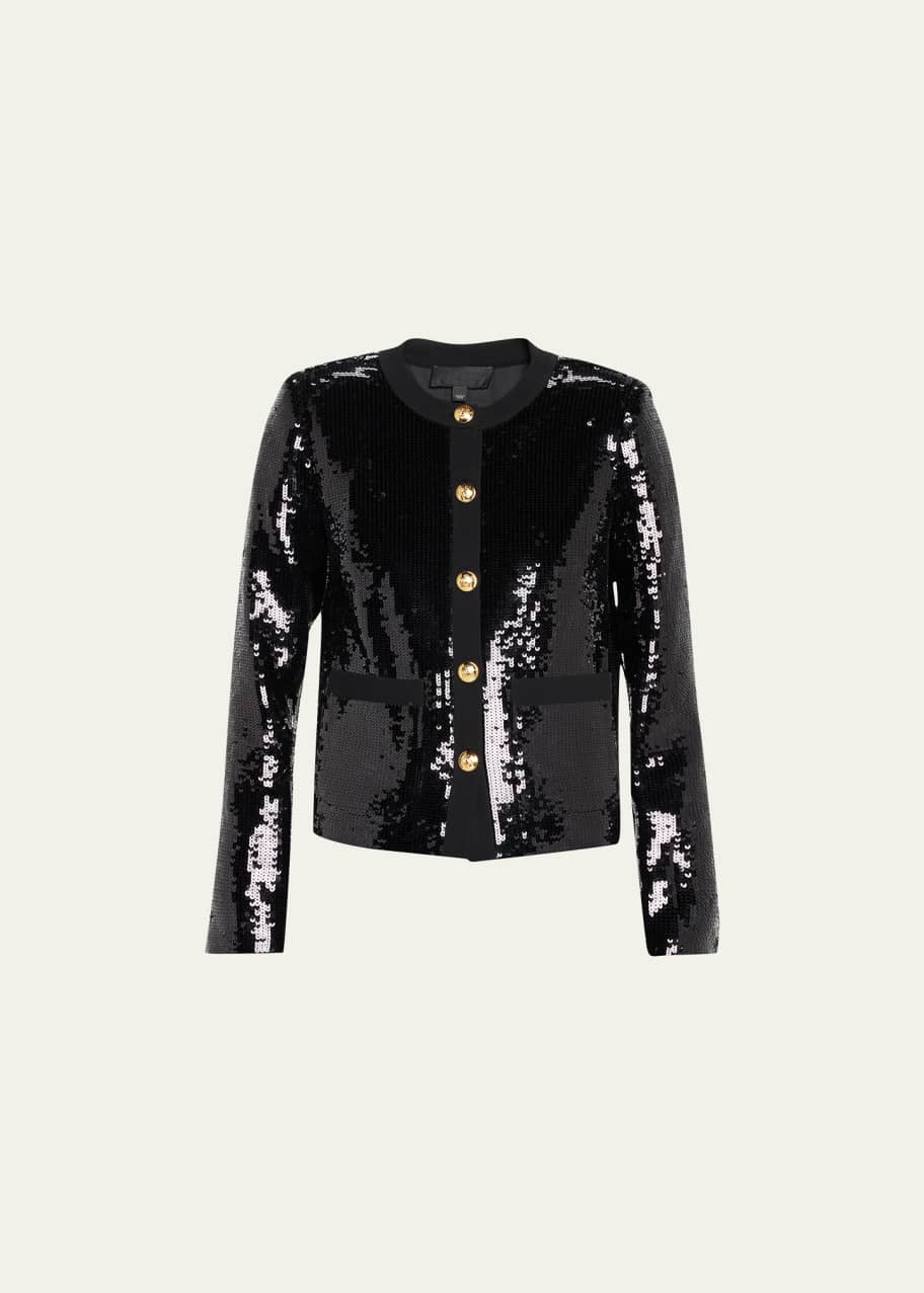 Nili Lotan Katherine Button-Front Sequin Short Jacket - Bergdorf Goodman