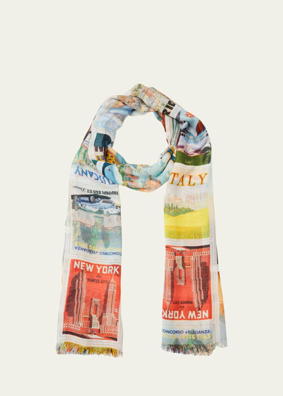 Faliero Sarti Posters Printed Silk-Blend Scarf - Bergdorf Goodman