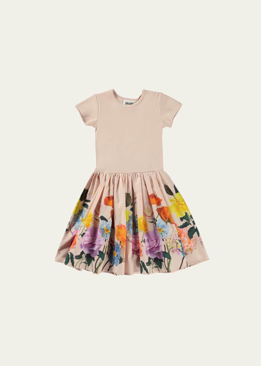 Molo Girl's Cissa Stripe Combo Dress with Smiley Faces, Size 4-7 ...