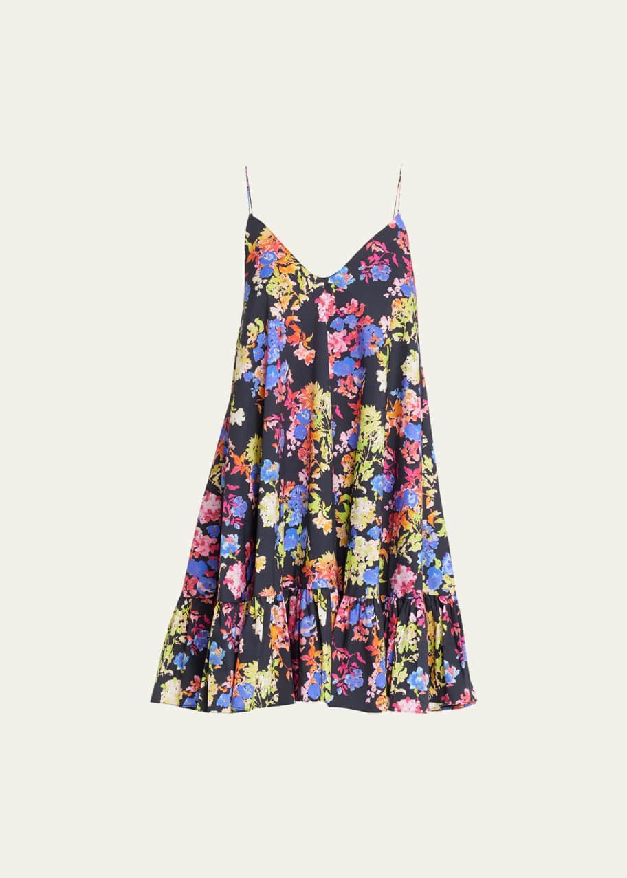 Caroline Constas Laurel Floral Poplin Ruffle-Hem Mini Dress - Bergdorf ...
