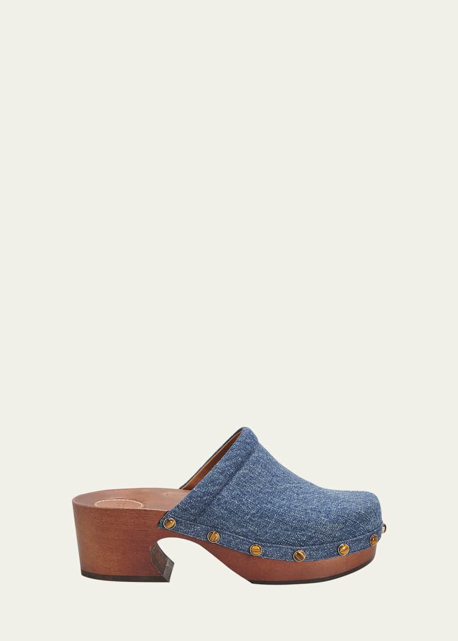 Chloe Aurna Denim Mule Clogs - Bergdorf Goodman