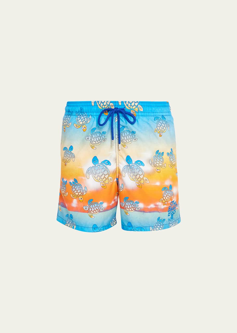 Vilebrequin Men's Moorea Sunset Ombre Turtle Swim Trunks - Bergdorf Goodman