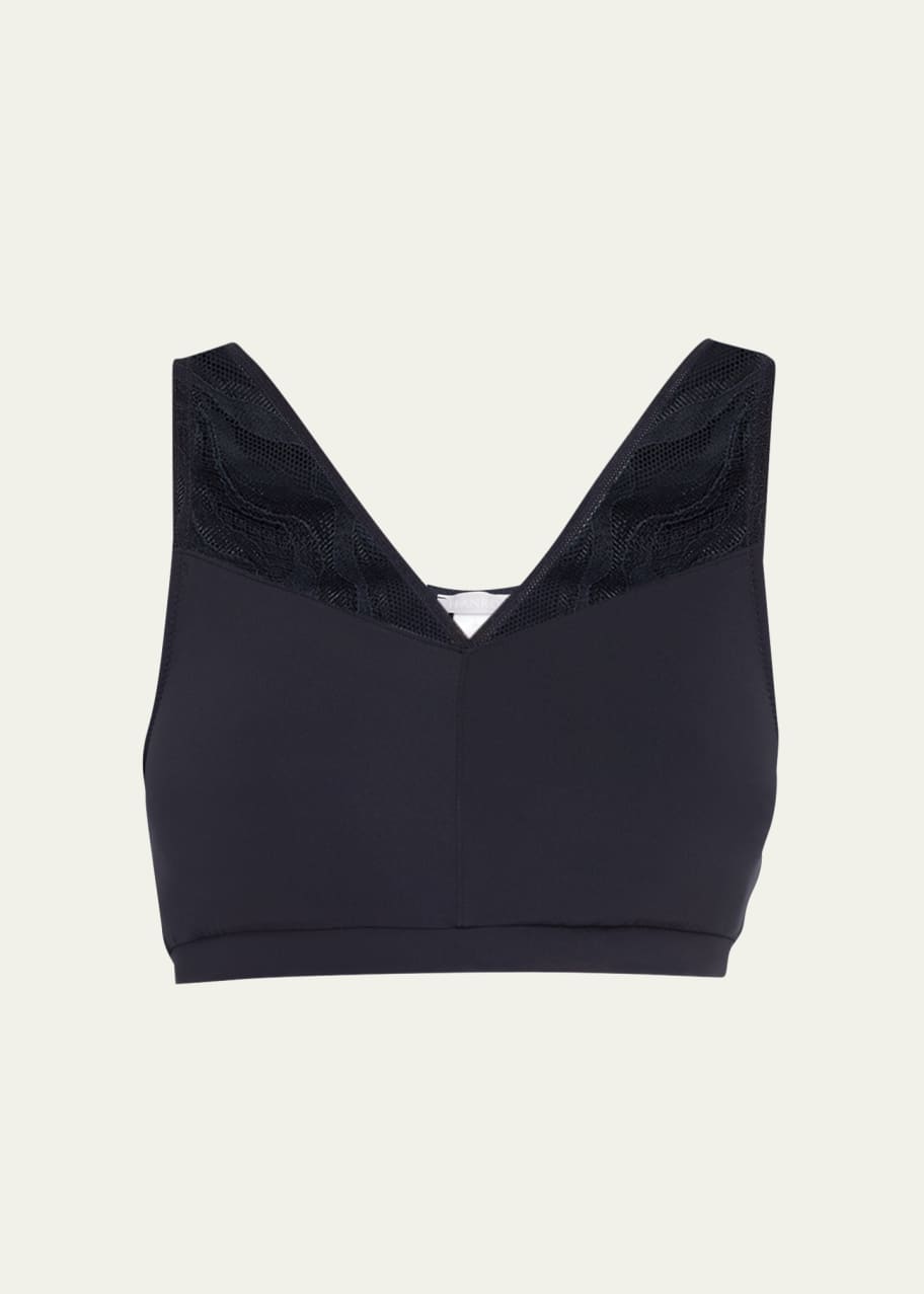 Hanro V-Neck Lace-Inset Crop Top - Bergdorf Goodman