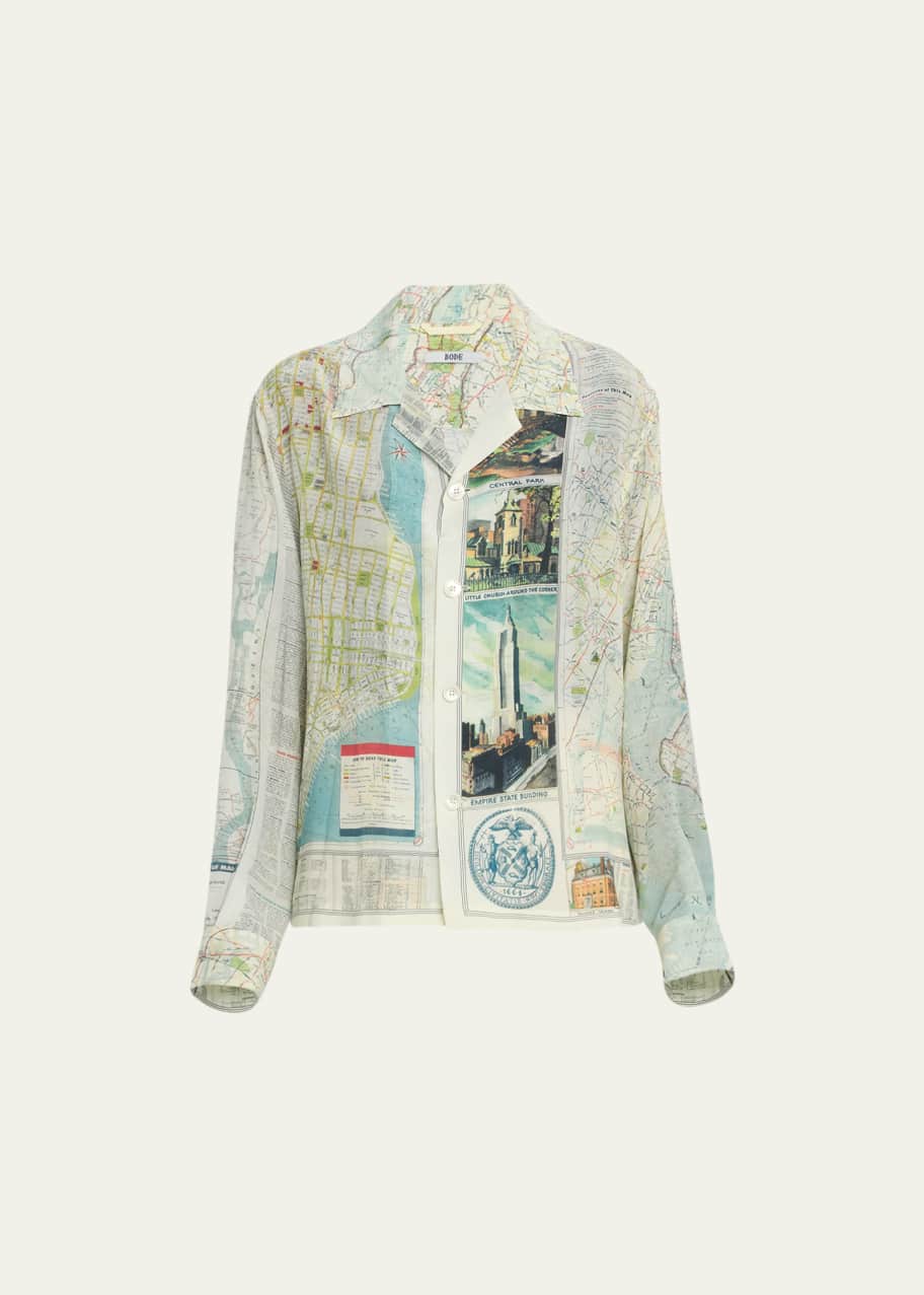 Bode New York City Map Printed Long-Sleeve Shirt - Bergdorf Goodman