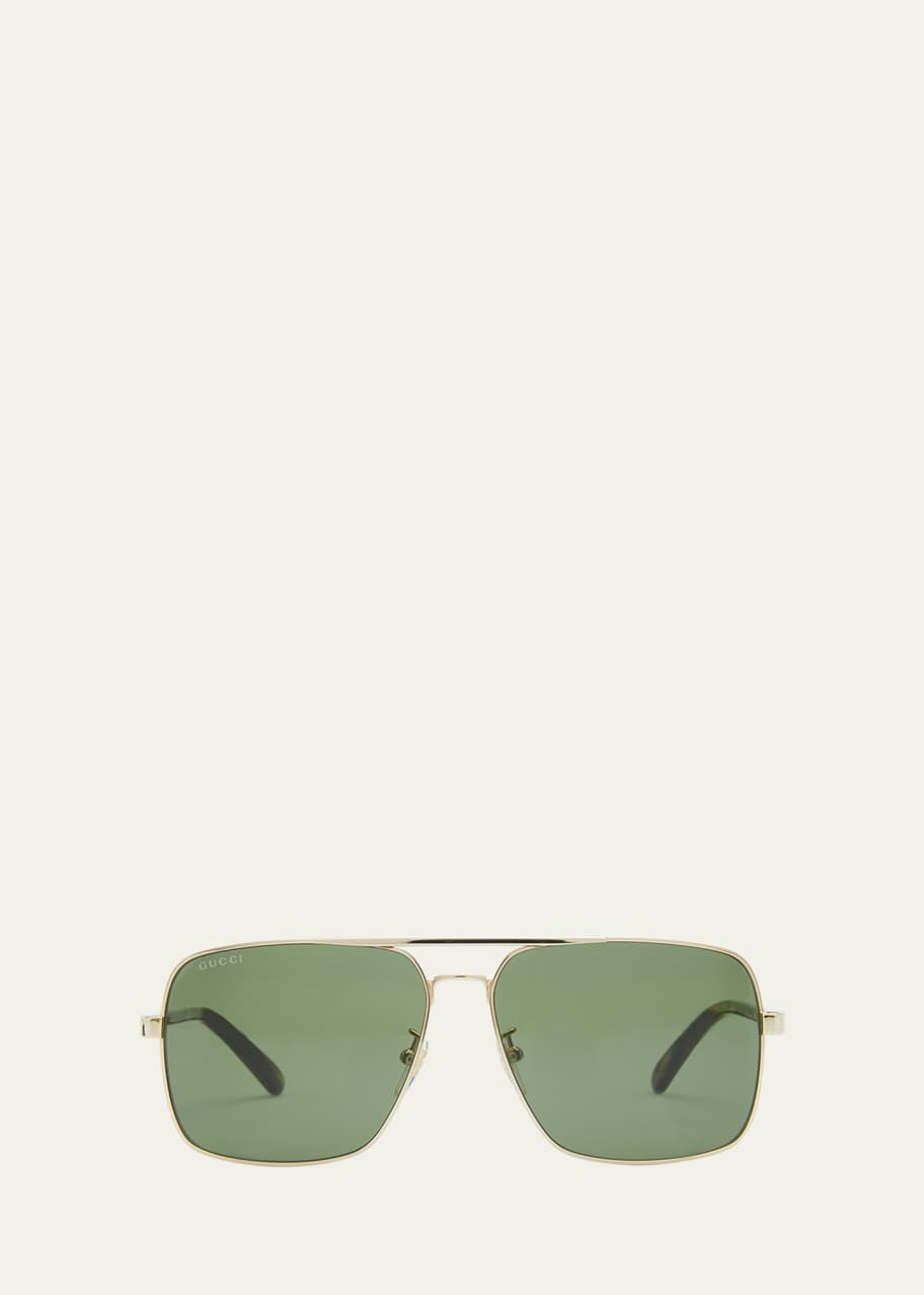 Gucci Men's Stripe Logo Metal Aviator Sunglasses - Bergdorf Goodman