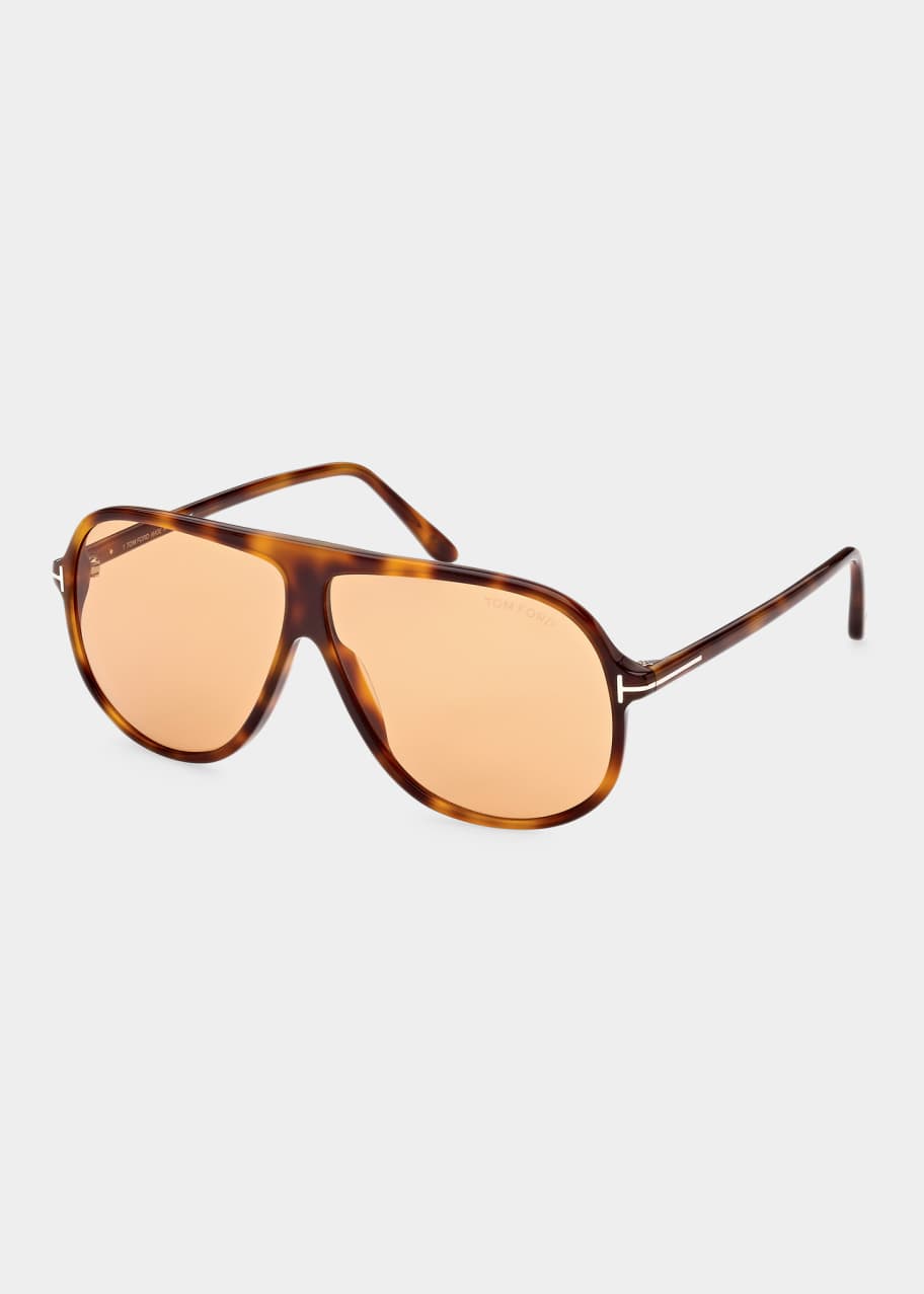 TOM FORD Light Havana Slim Plastic Aviator Sunglasses - Bergdorf Goodman