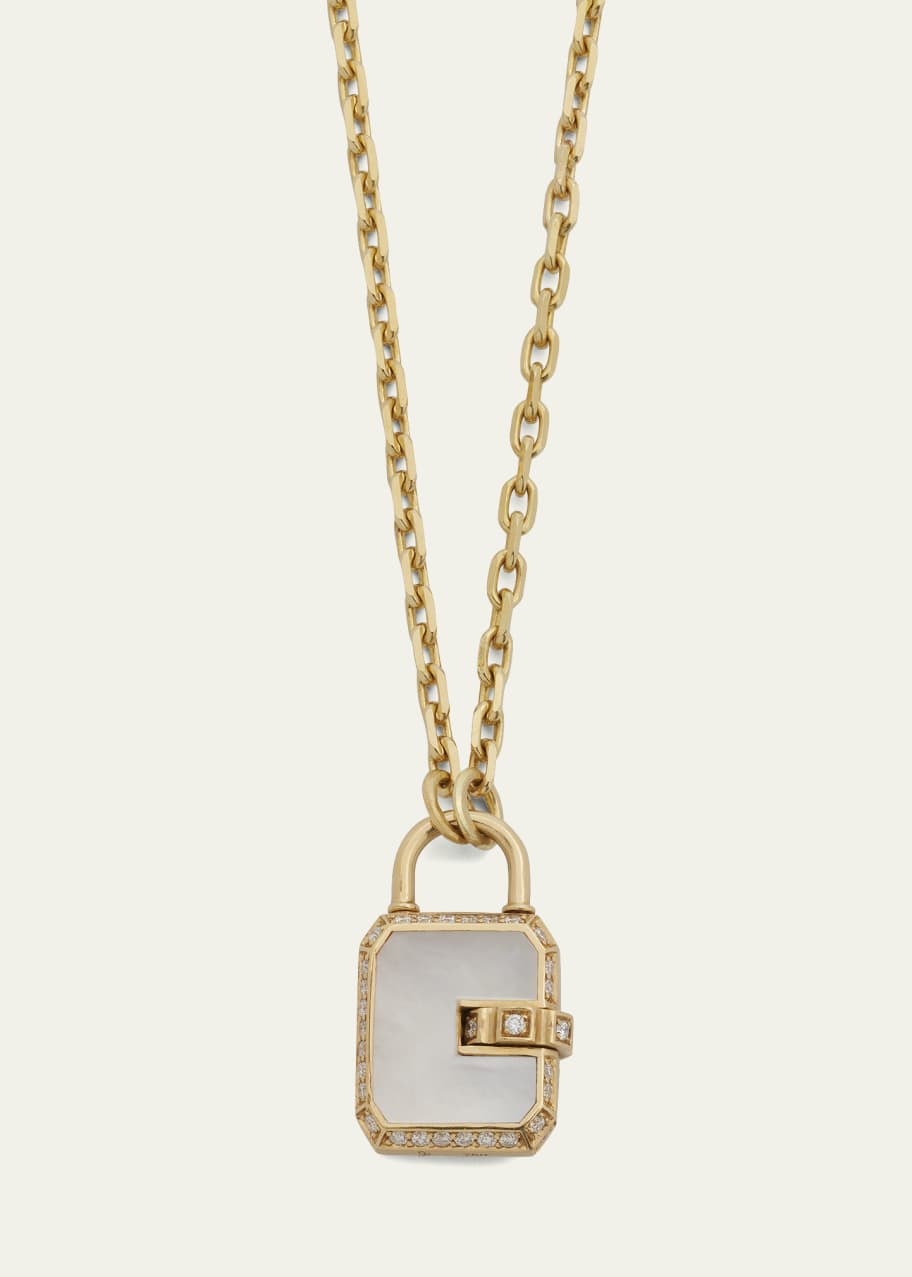 James Banks Mini Padlock Pendant with Mother-of-Pearl, Diamonds and 18K Yellow Gold - Bergdorf ...