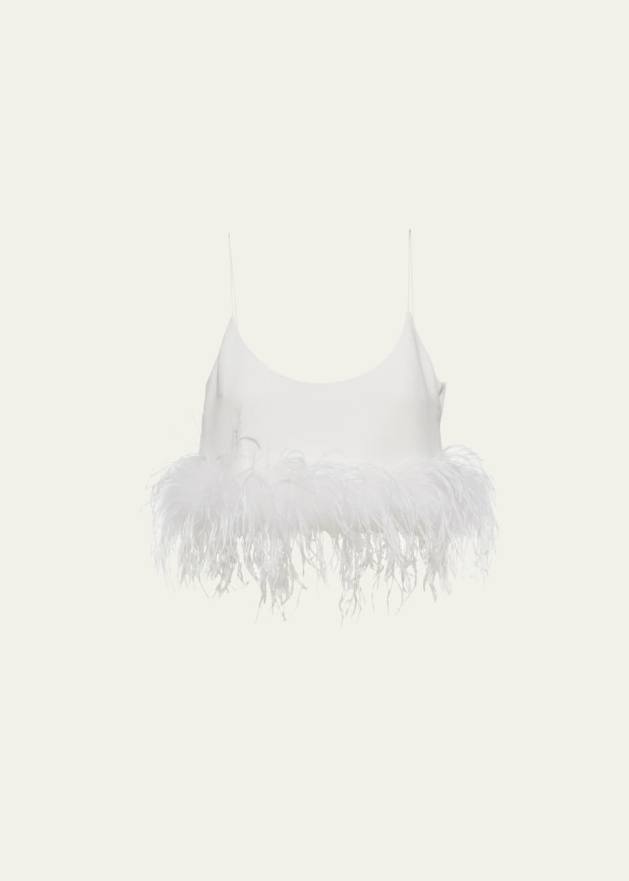 Miu Miu Feather-Trim Crop Top - Bergdorf Goodman