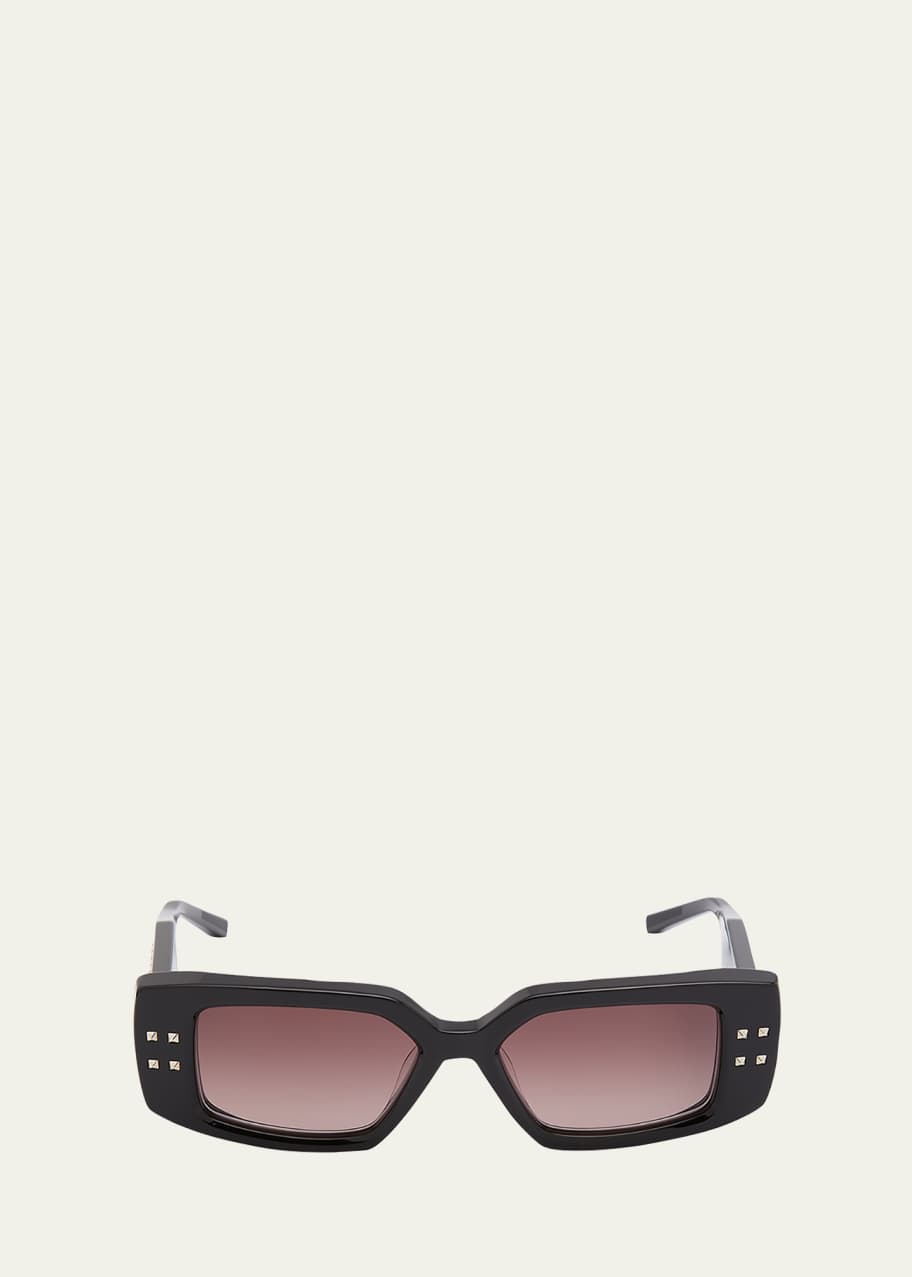 Valentino Garavani Cinque Rectangle Acetate & Titanium Sunglasses ...