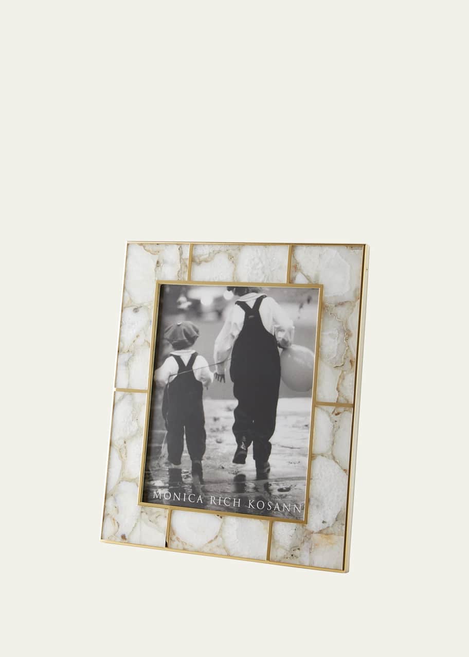 Monica Rich Kosann Black Leather Frame with White Agate, 5" x 7 ...